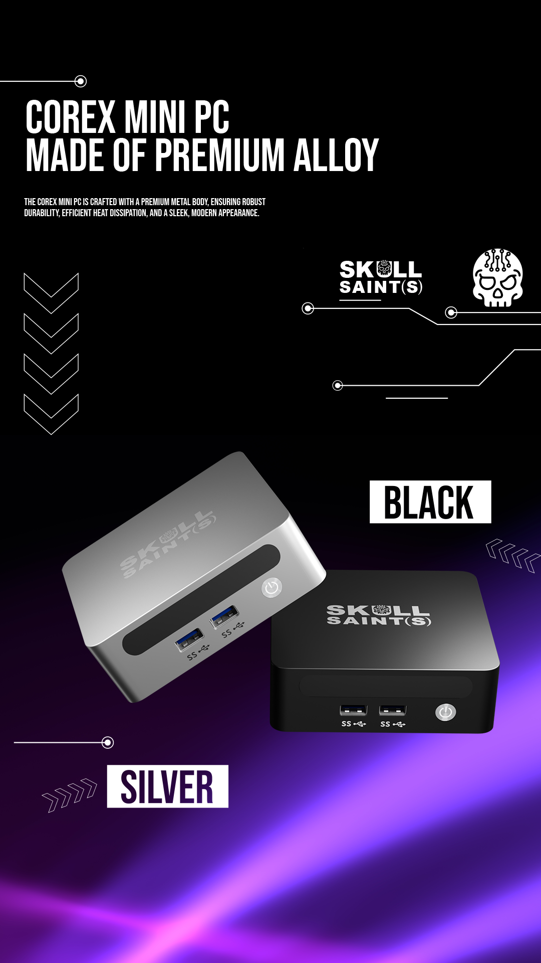 CoreX by SkullSaints: Powered by Ryzen 5 4500U Wi-Fi 6E BT 5.3 Triple Display and Expandable RAM ...