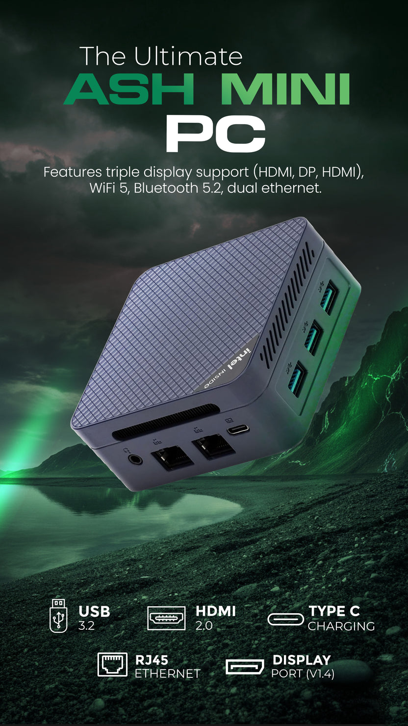 Ash by Skullsaints Mini PC – Intel Twin Lake N150 16GB LPDDR5 Triple ...