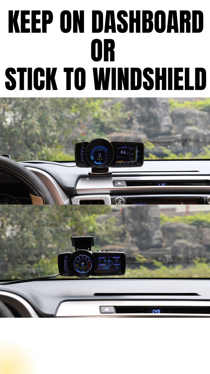 Techadro TA-H3 HUD Dual Screen OBD2 + GPS Smart Gauge Speedometer – High-Resolution No Delay ...