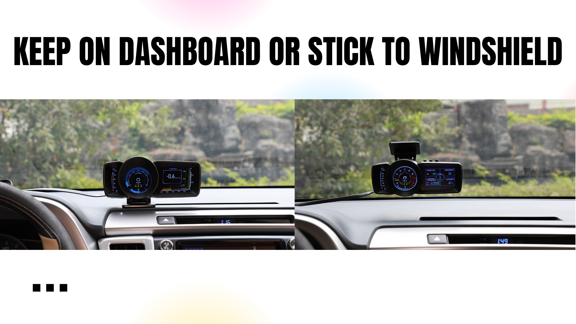 Techadro TA-H3 HUD Dual Screen OBD2 + GPS Smart Gauge Speedometer – High-Resolution No Delay ...