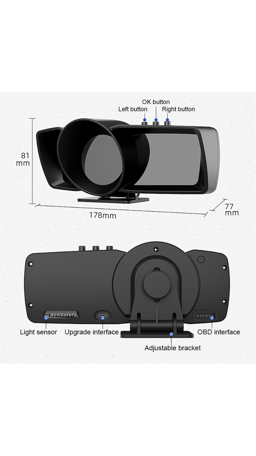 Techadro TA-H3 HUD Dual Screen OBD2 + GPS Smart Gauge Speedometer – High-Resolution No Delay ...