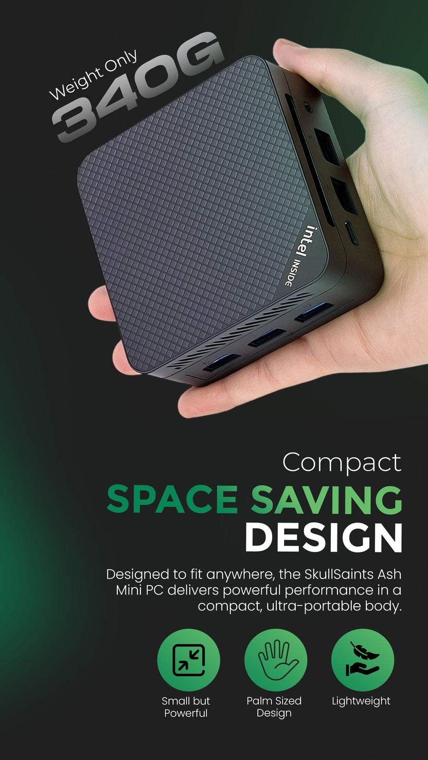 Ash by Skullsaints Mini PC – Intel Twin Lake N150 16GB LPDDR5 Triple ...