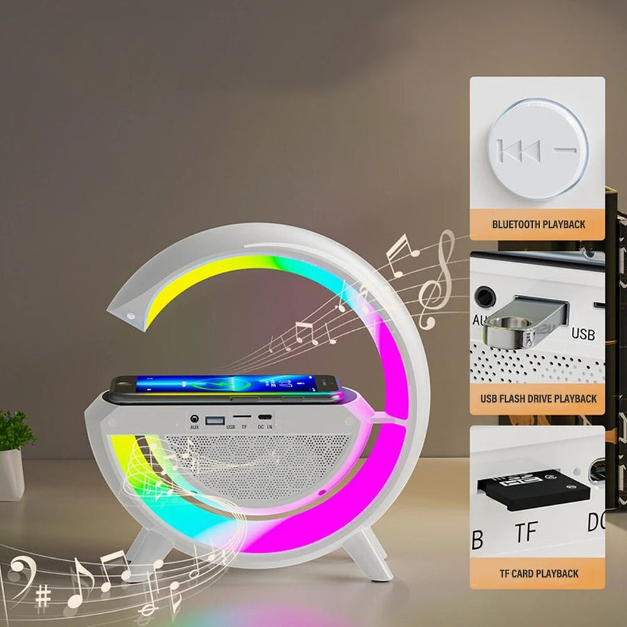 RGB Wireless Charger: RGB Night Light Alarm Clock Speaker and Desk Lamp ...